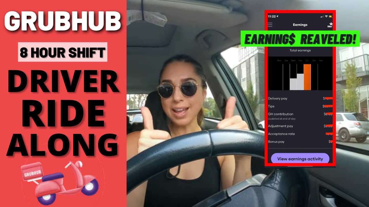 Grubhub Driver Ride Along Food Delivery | 8 Hour Shift | EARNING ...