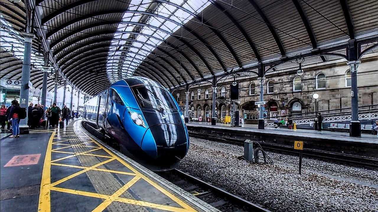 TPE's gorgeous Nova 1 Class 802 departs the stunning Newcastle station ...