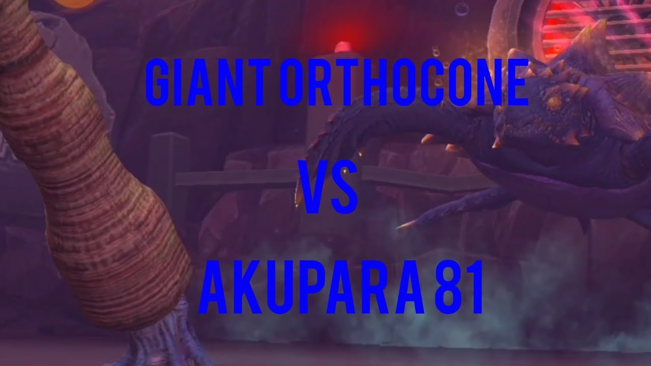 Giant Orthocone vs Akupara 81 Jurassic World Battle Boss - YouTube