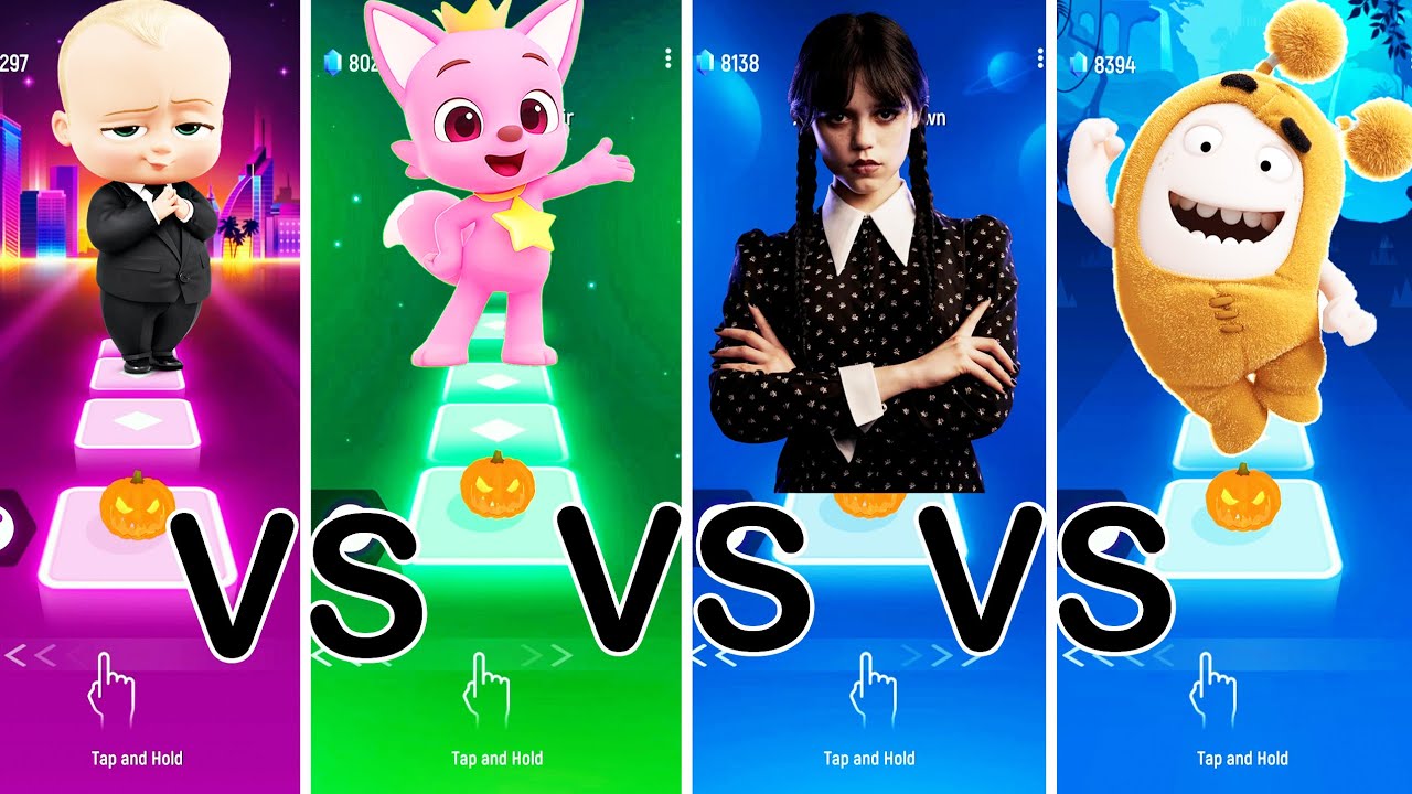 Baby Boss vs Pink Fong vs Wednesday vs Oddbods | Tiles Hop EDM Rush ...