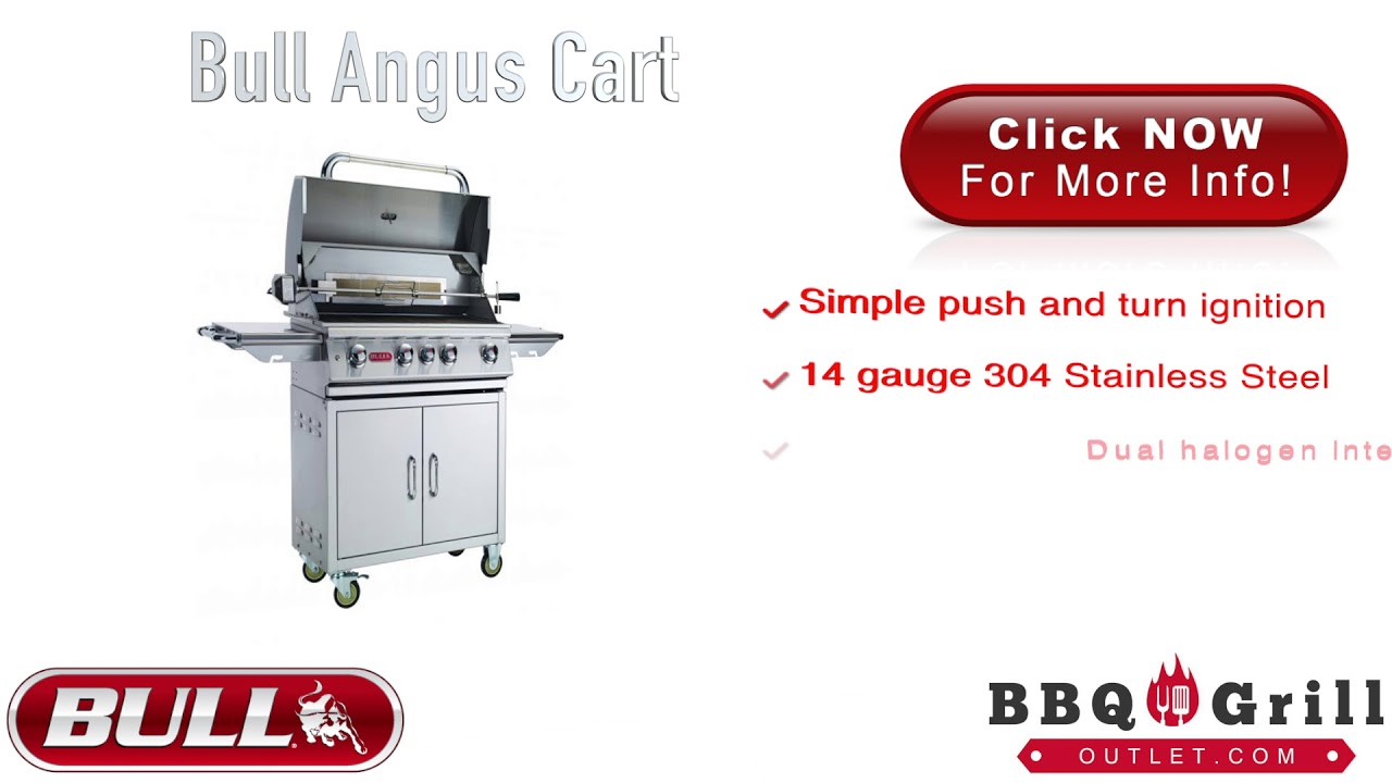 BBQGrillOutlet.com: Bull Angus BBQ Grill Cart - YouTube