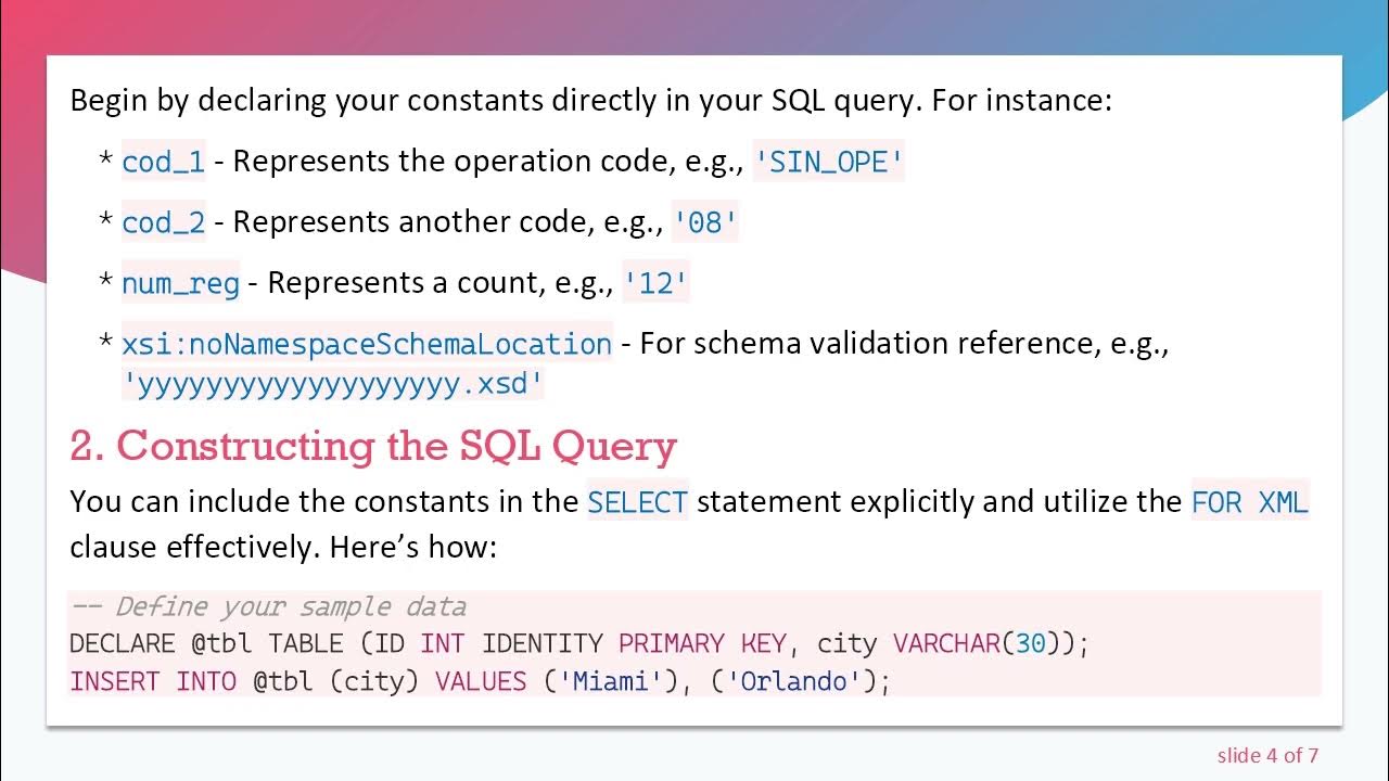 How to Add Constants to Your Root Element in XML Using SQL - YouTube