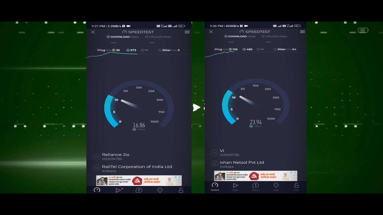 Jio vs Vi Speed test comparison | Speed test in peak hour - YouTube