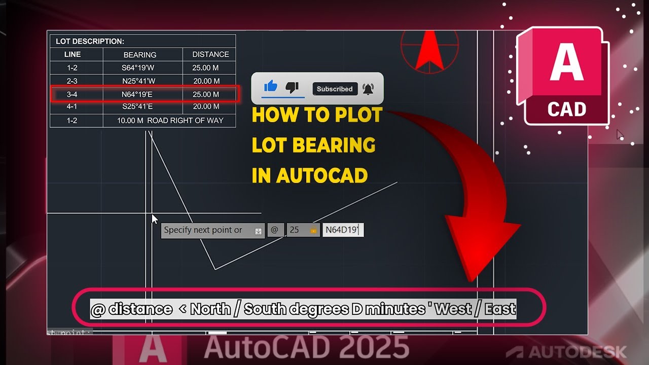 How to Plot Lot Bearings in AutoCAD 2025 | Easiest Method for Property ...