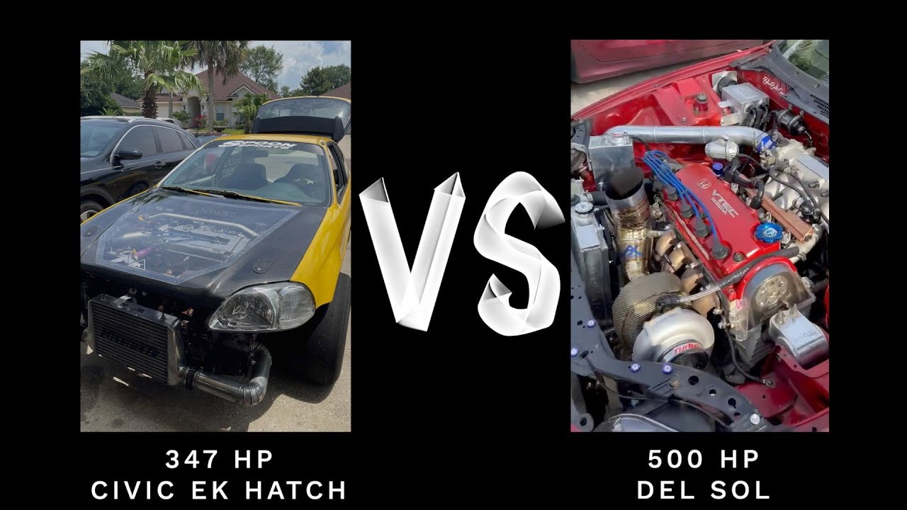 300 HP CIVIC VS 500 HP DEL SOL - YouTube