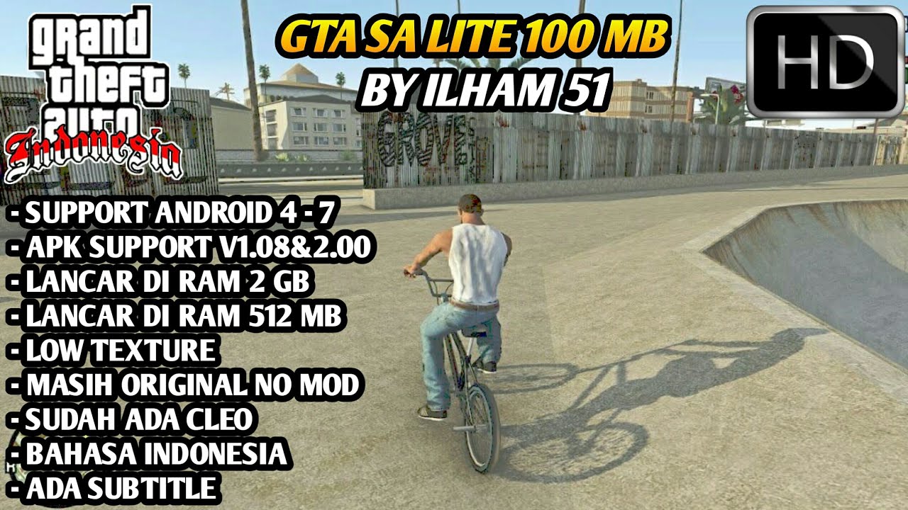 GTA SA LITE 100 MB ANDROID FULL ORIGINAL HD - GTA SAN ANDREAS - YouTube