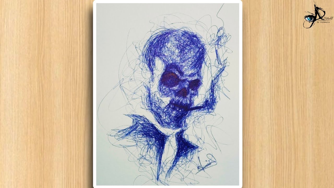 How to draw pen drawing || scary skull drawing|| step by step for ...