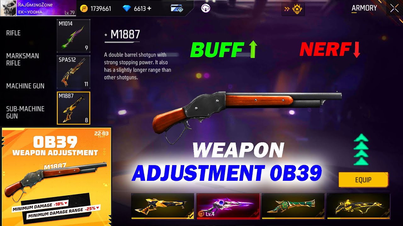 Free Fire All OB39 Patch Weapon Adjustment | Weapon Adjustment OB39 ...