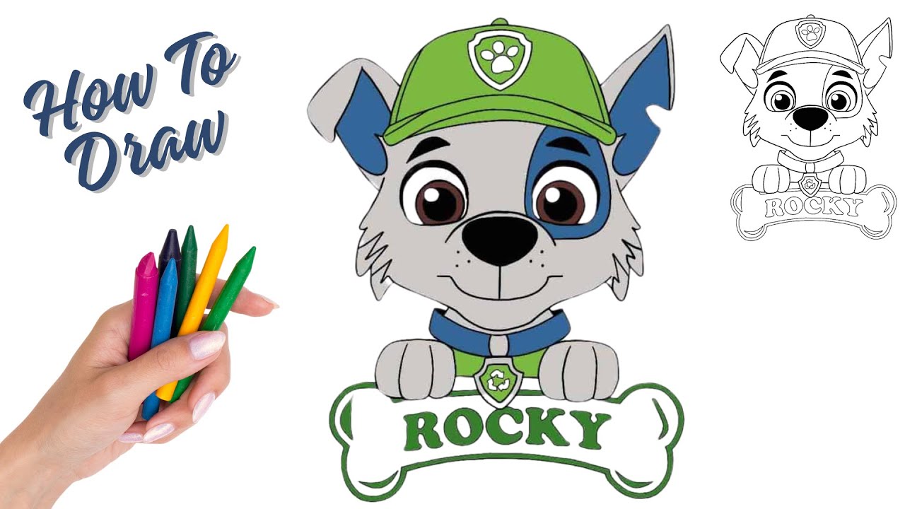 How to draw Rocky - Paw Patrol || Easy drawing for kids - YouTube
