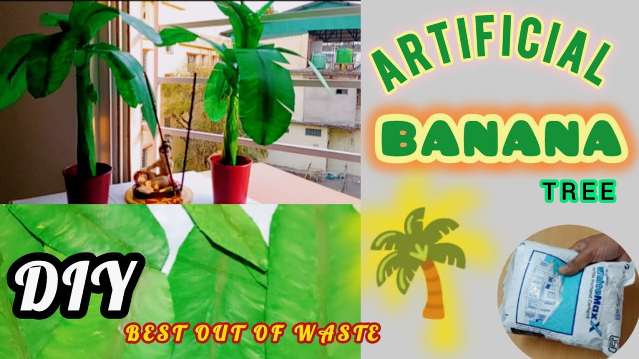 केले का पेड़🌴 कैसे बनाये?how to make a banana tree for puja decoration ...