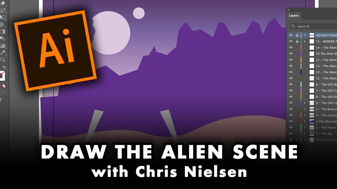 Ai - Chapter 3 - DRAWING AN ALIEN SCENE in Adobe Illustrator - YouTube