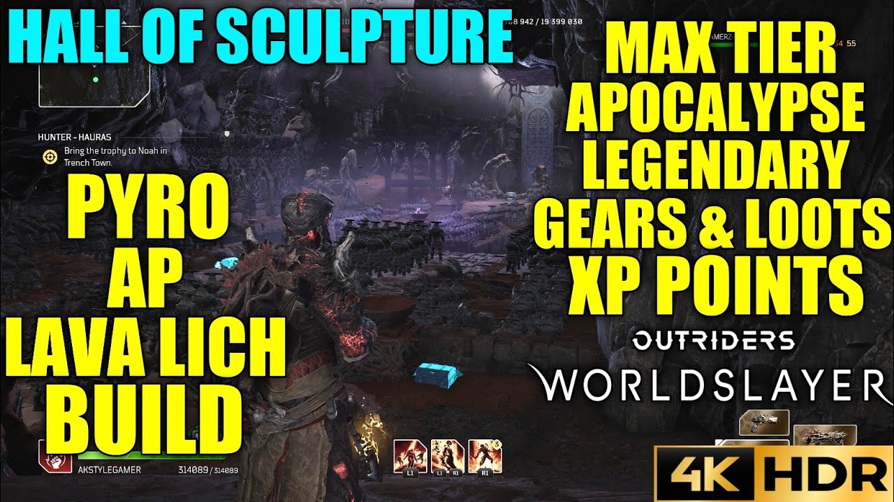Hall of Sculpture Max Level Gears! Pyromancer Eruption Build OUTRIDERS ...