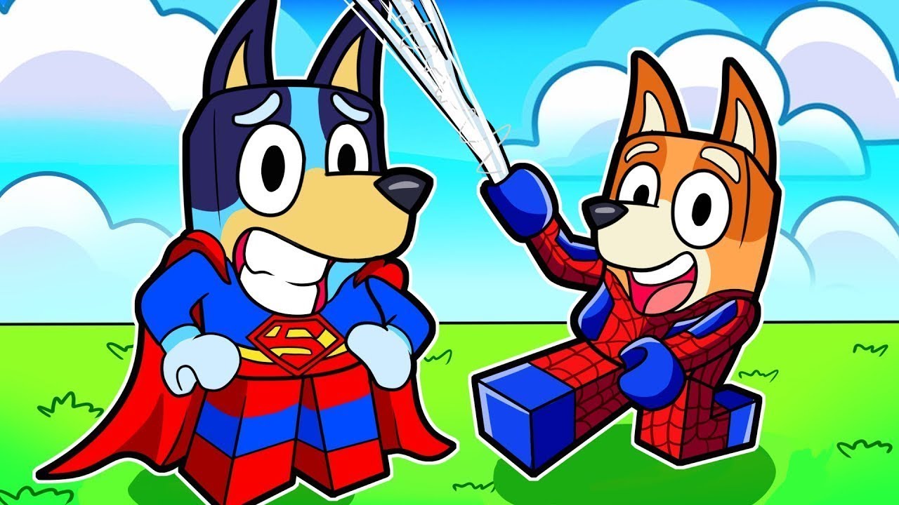 BLUEY AND BINGO BECOME SUPERHEROES in ROBLOX - YouTube