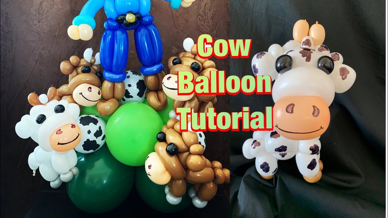 Cow balloon tutorial, cute and fast balloon design. How to make a ...