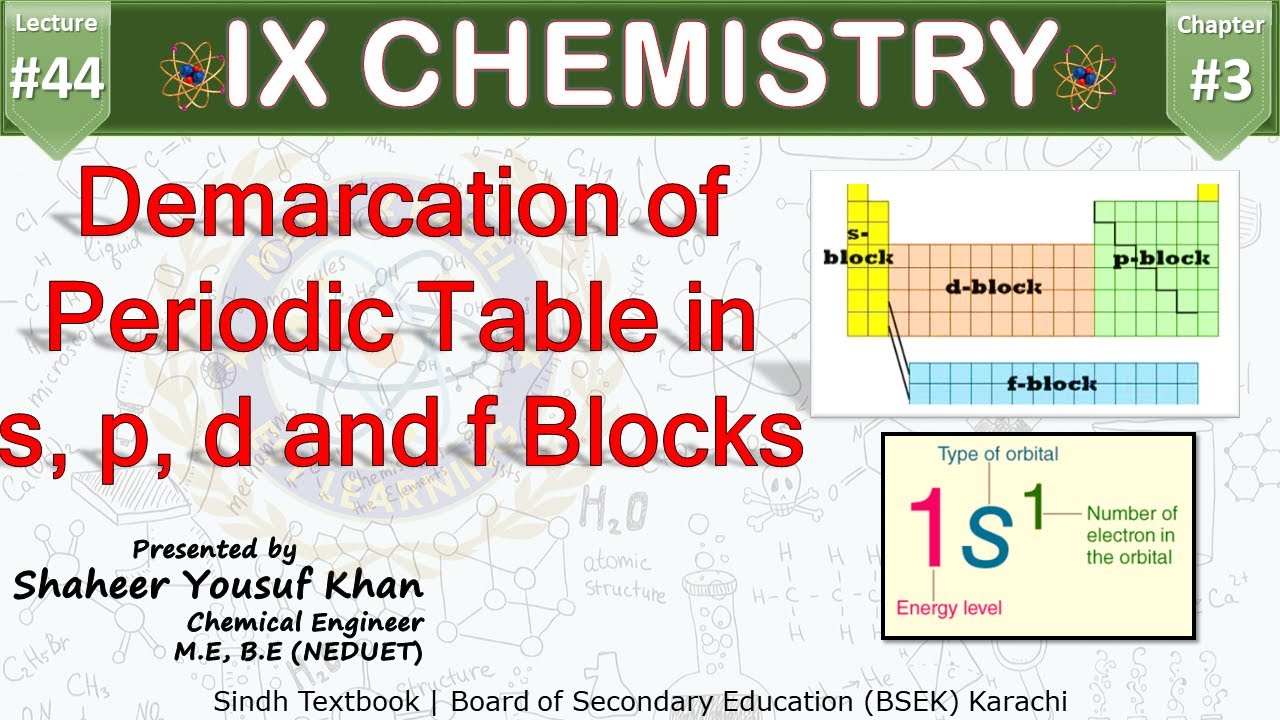 44. Demarcation of Periodic Table in s, p, d and f Blocks | Chapter 3 ...