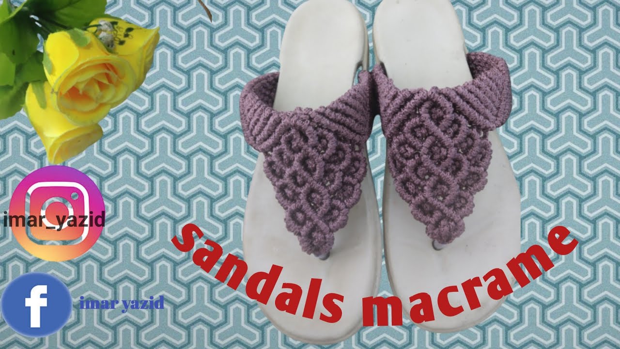 macrame flip flops / make over sandal butut jadi cantik/ sandal jepit ...