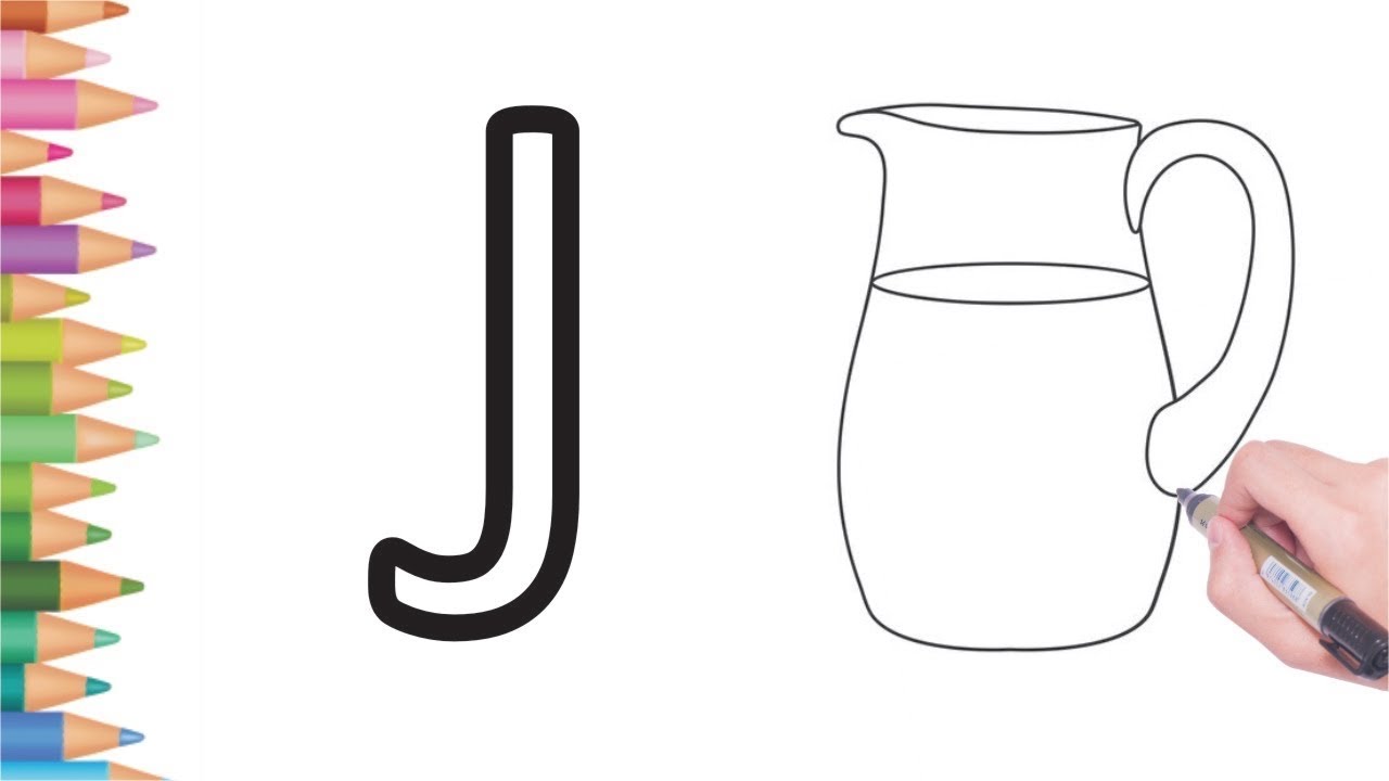 How to draw jug, how to color jug, how to draw J for jug for kids how ...