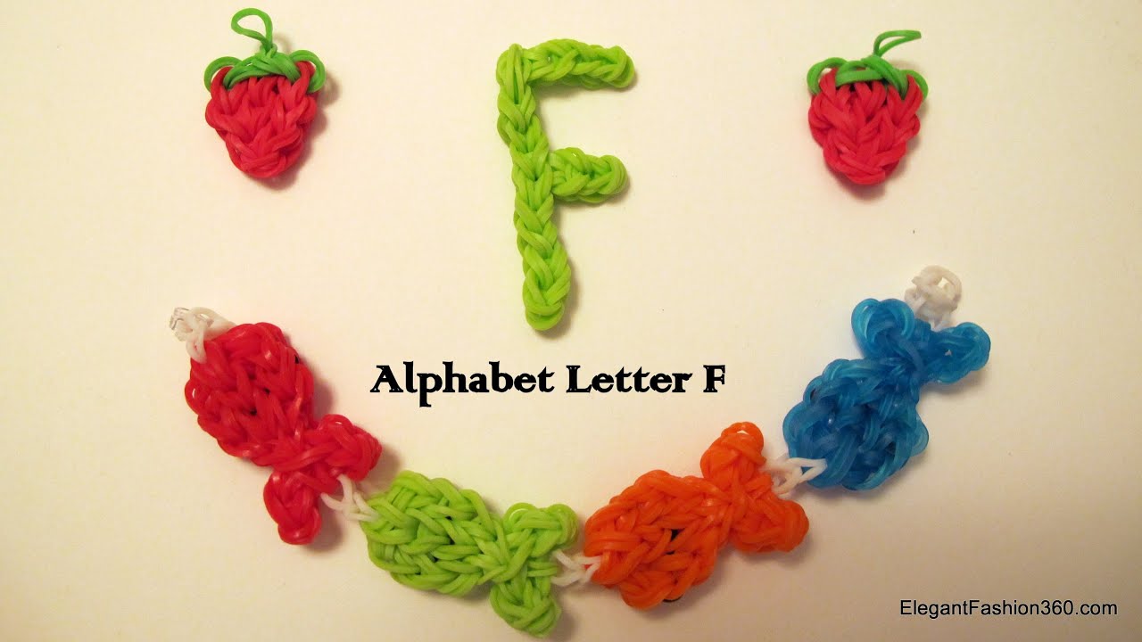How to Make Alphabet Letter F Charms on Rainbow Loom - YouTube