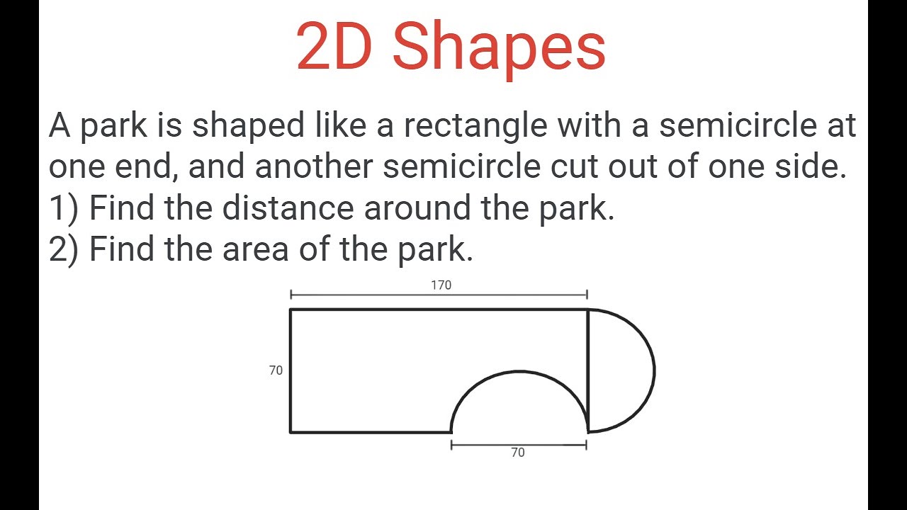 2D SHAPES: Finding The Distance Around The Park & Its Area (Composite ...