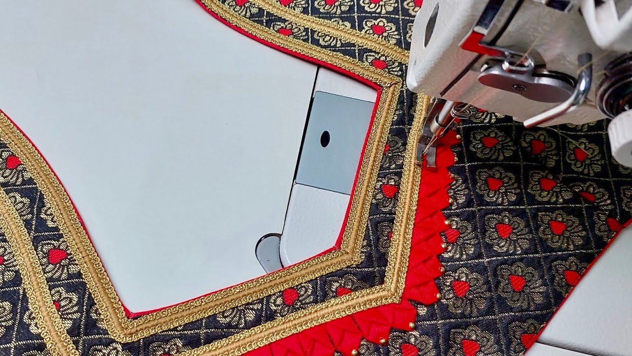 patchwork blouse design || trending triangle shape patchwork blouse ...
