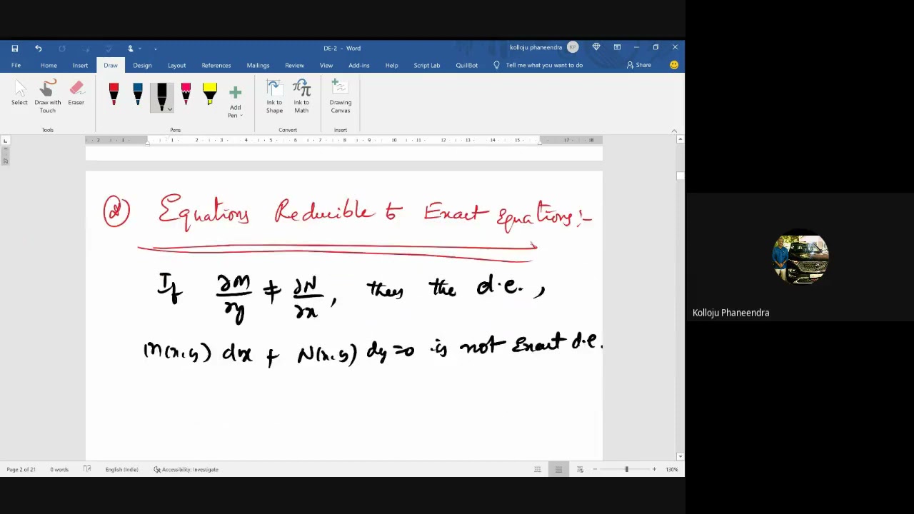 DE-2-Problems on Exact DE, NON EXACT DE - YouTube