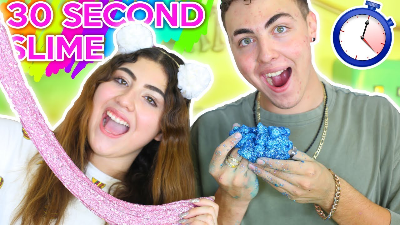 30 SECOND SLIME CHALLENGE | Galaxy, corn starch, fluffy slimes ...