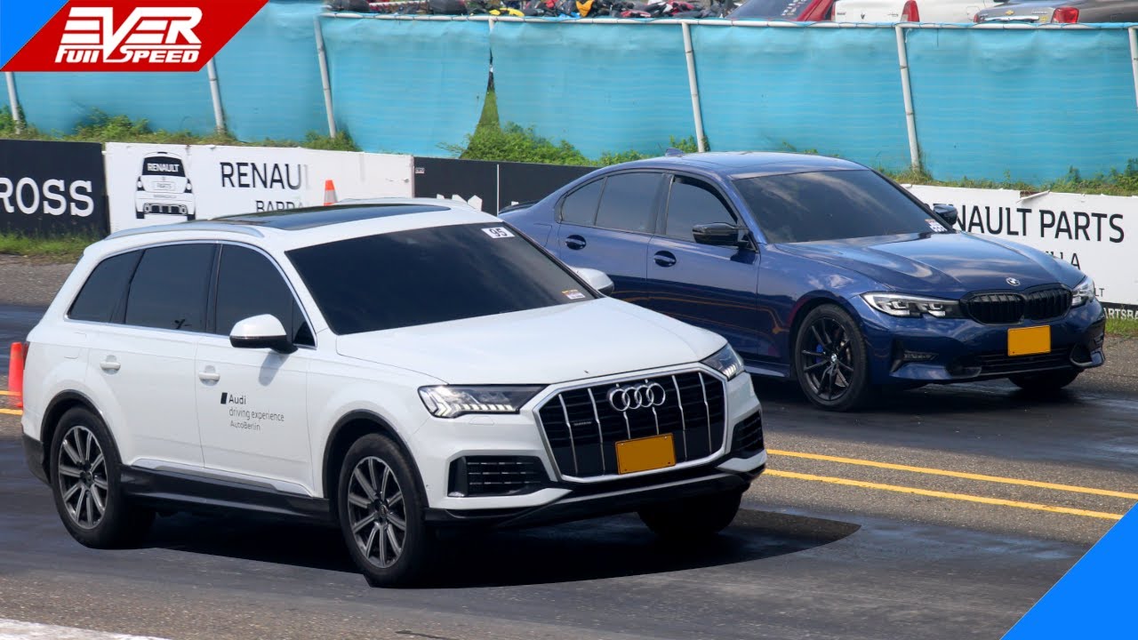 New Audi Q7 🆚 Golf GTI 🆚 BMW 330i 🆚 Mustang Fox Body 🔥 DRAG RACING ...