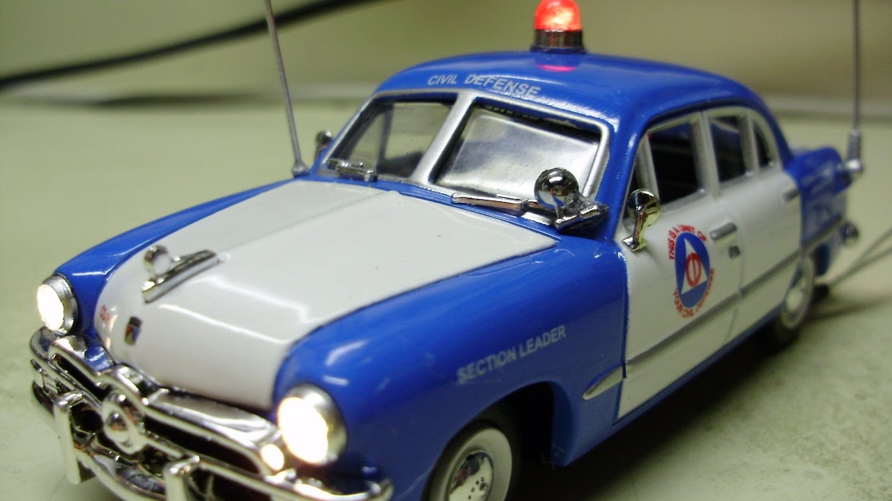 Custom 1:43 scale 1950 Ford Civil Defense sedan with working lights ...
