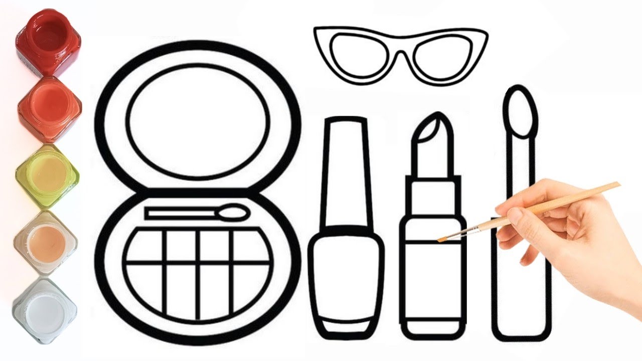 Makeup Set Drawing And Coloring Ideas| Easy Drawing For Kids - YouTube