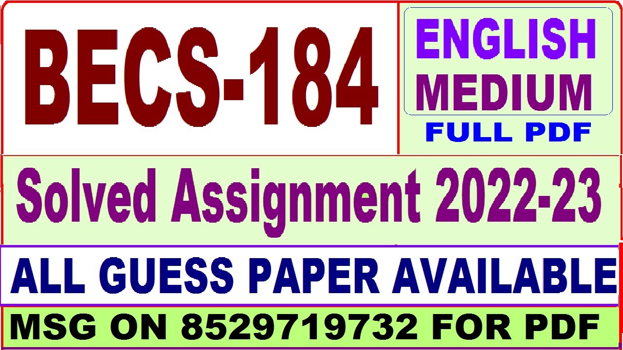 becs 184 solved assignment 2022-23 / becs 184 solved assignment in ...