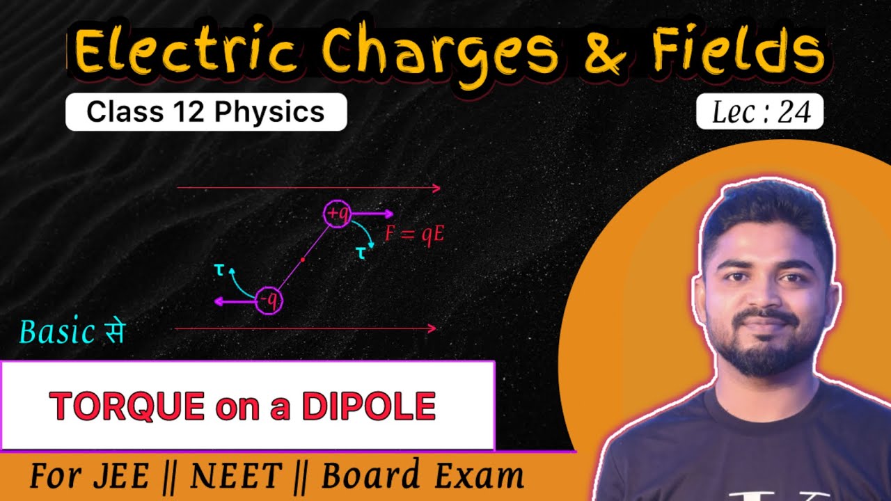 Lec 24 : TORQUE on a DIPOLE || Class 12 Physics in Hindi || Stable and ...