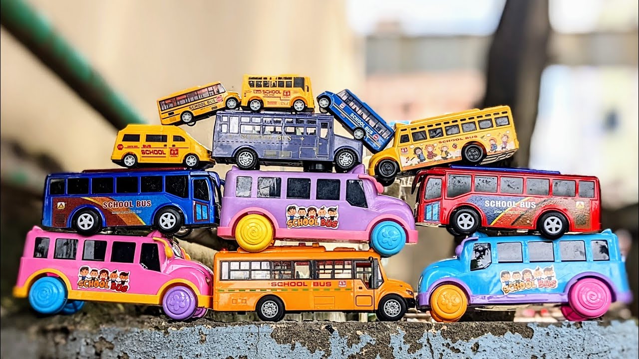 Review Drive Different Color Toy School Bus | Diecast Bus, Pink Bus ...