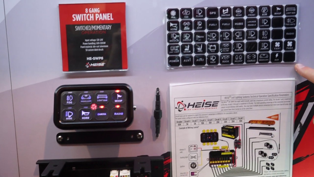 Heise Universal 8 Gang Panel System (HE-SWP8) at SEMA Show - YouTube