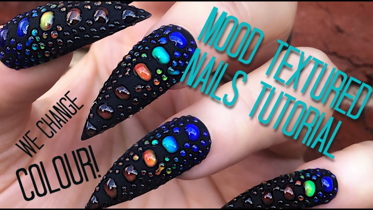 Mood colour changing textured "scale" nails - YouTube