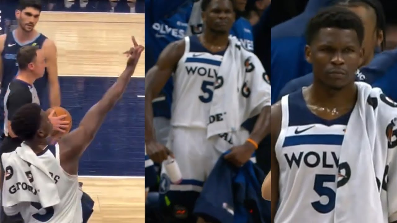 Anthony Edwards flips off ref after tech for flexing on bench and gets ...