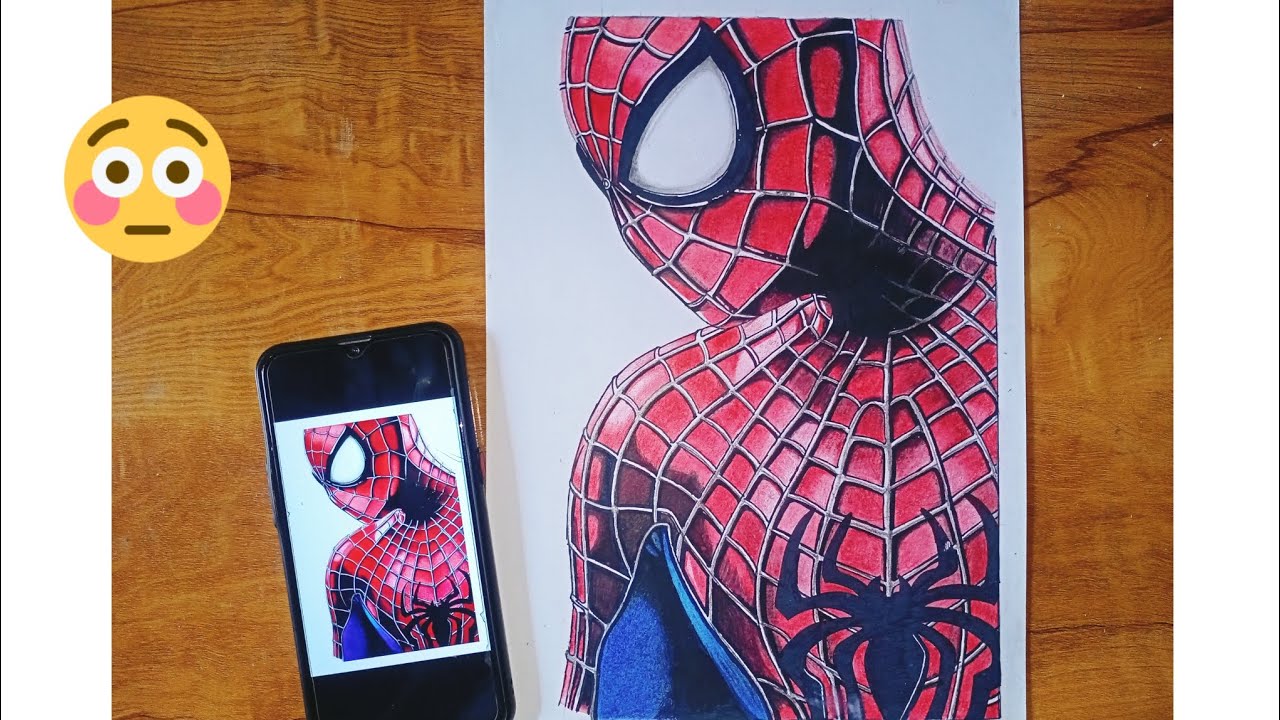 How to draw Spiderman realistic drawing with 100 Rs Doms pencil colour ...