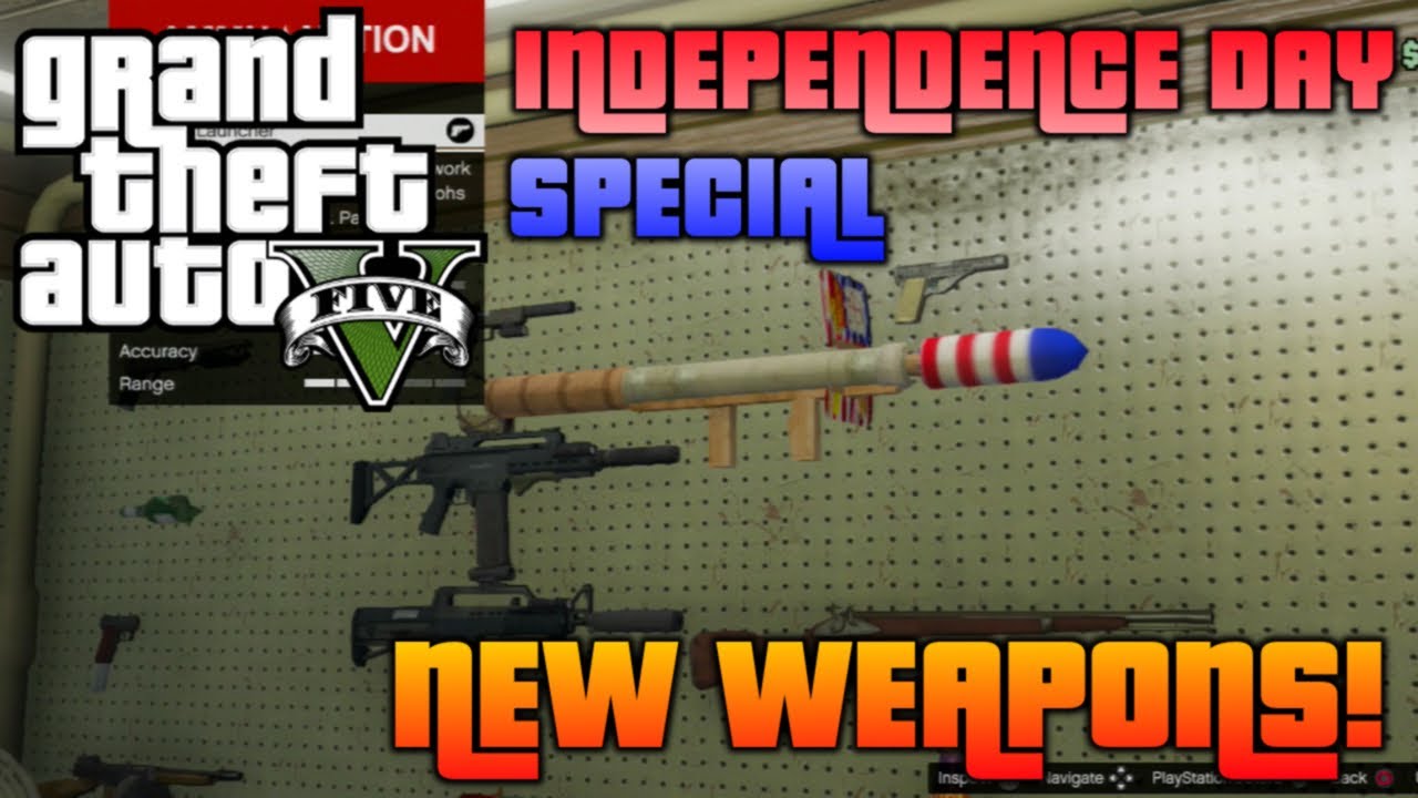 GTA V - NEW Independence Day Special Weapons! | New Fireworks Launcher ...