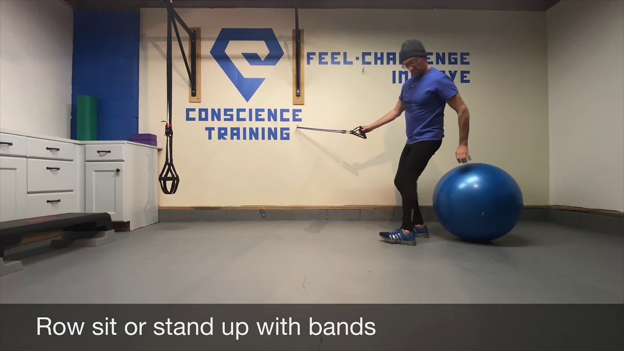 Row sit or stand up with band - YouTube