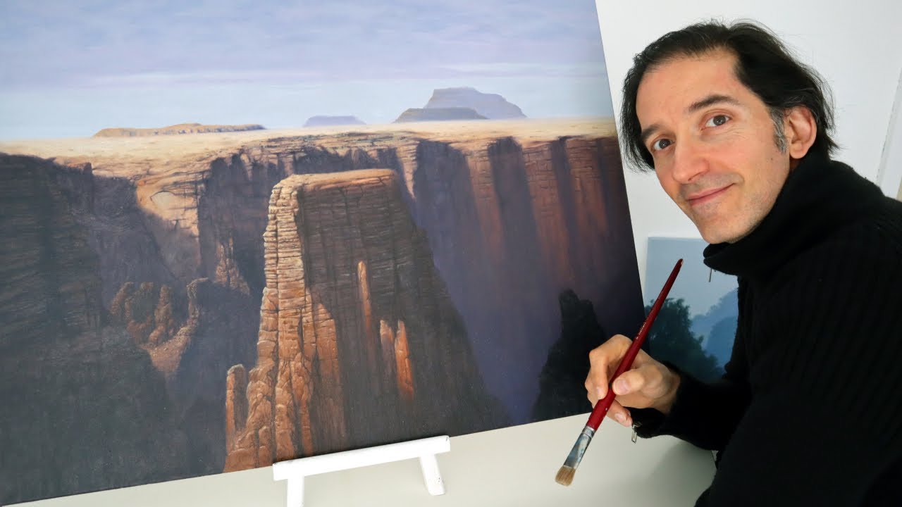 Landscape painting tutorial - how to paint Rock formations of the Grand ...