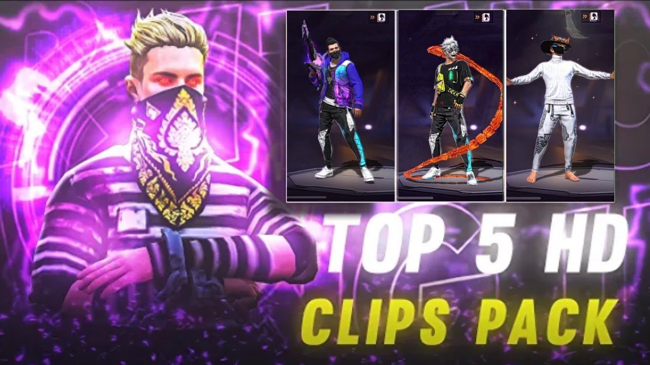 TOP 5 XML + CLIPS | FF NEW LOBBY CLIP PACK 💫| FF EMOTE CLIPS 🔥| FF ...