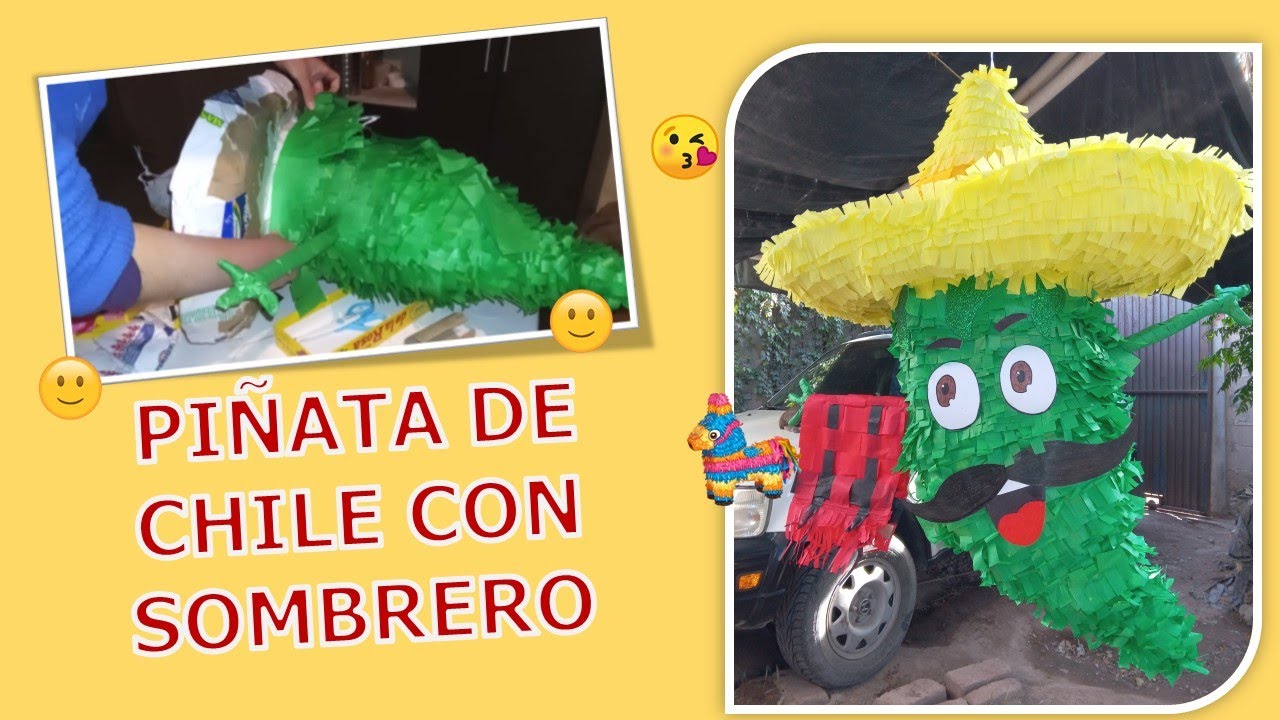 Como elaborar piñata de chile con sombrero - YouTube