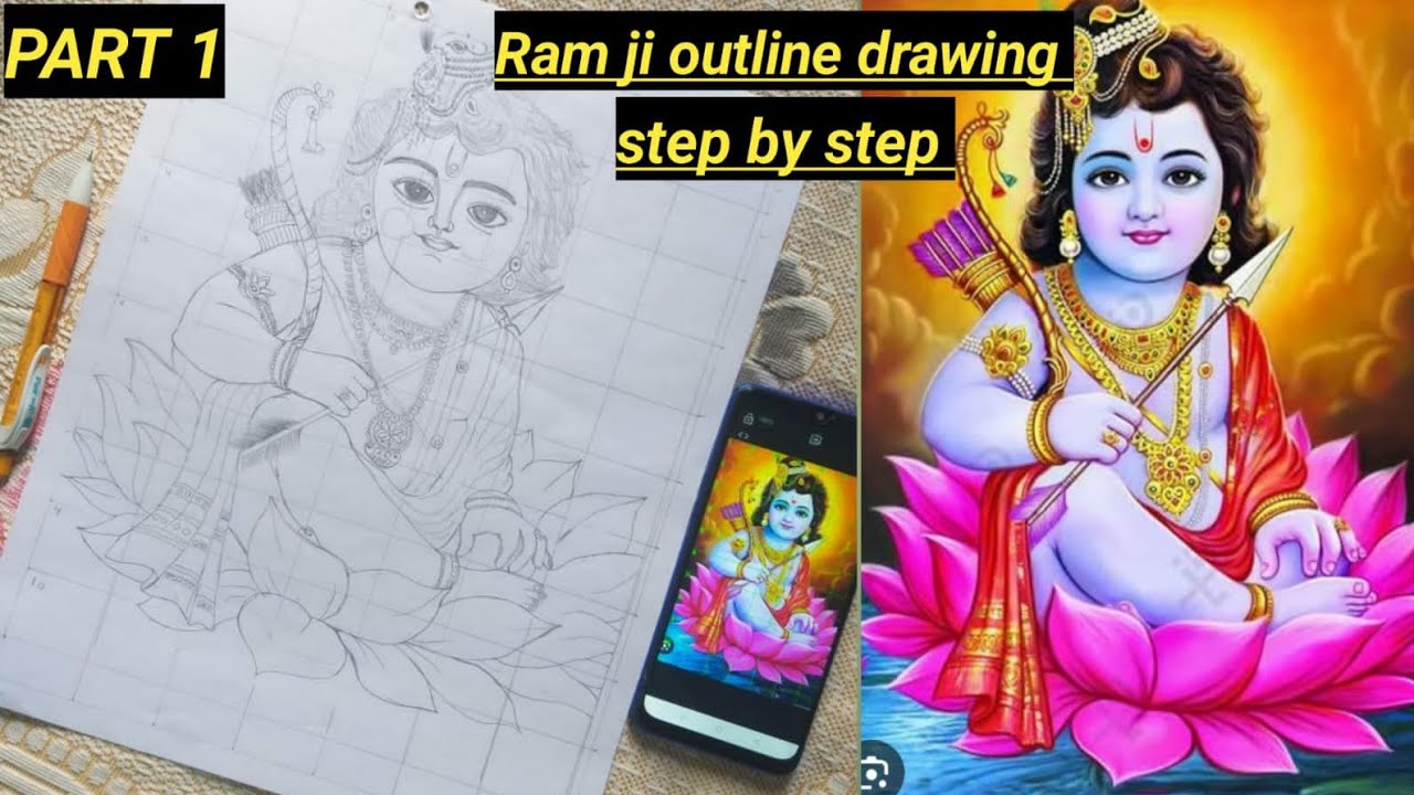 Ram ji outline drawing || how to draw ram ji || - YouTube