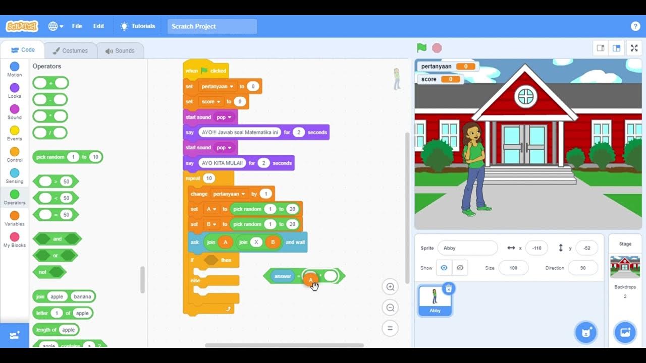 TUTORIAL SCRATCH - BLOK VARIABLES (MENGHITUNG PERKALIAN MATEMATIKA ...