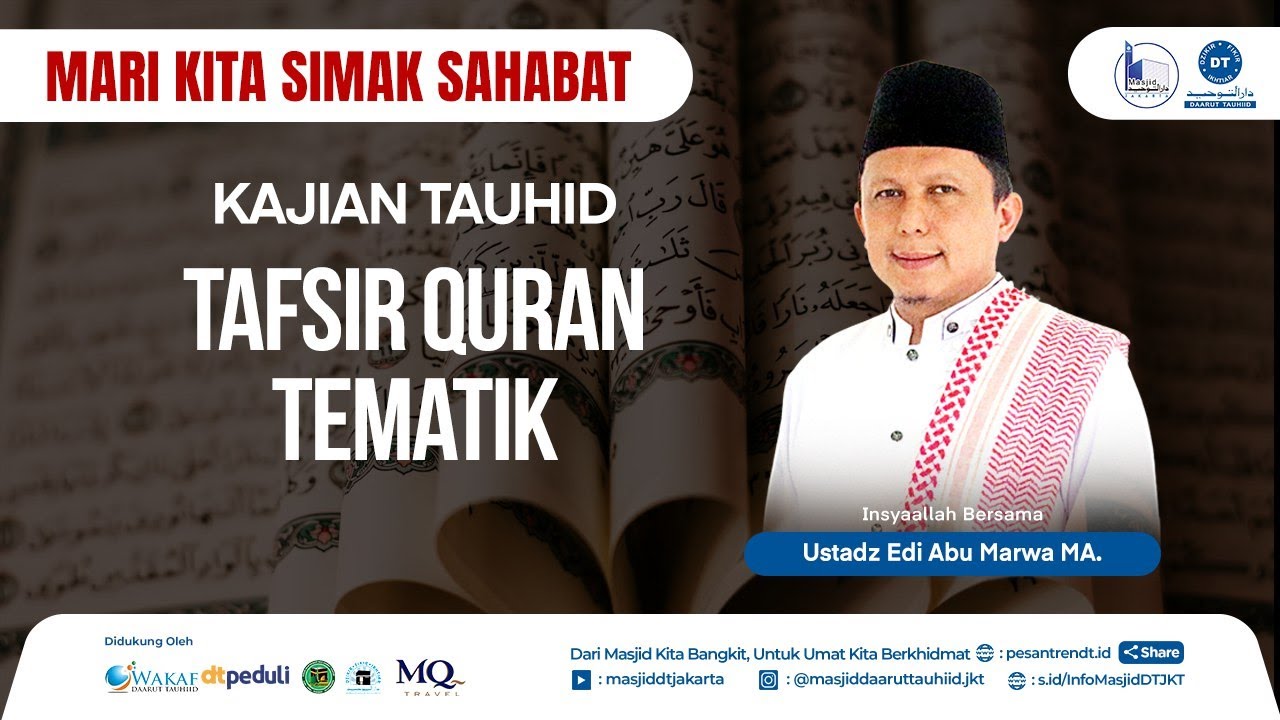 LIVE | KAJIAN TAUHID | MASJID DAARUT TAUHIID JAKARTA - YouTube