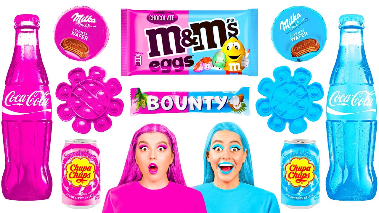 Cibo Rosa vs Cibo Blu Sfida | Battaglia Commestibile da ChallengeTeen ...