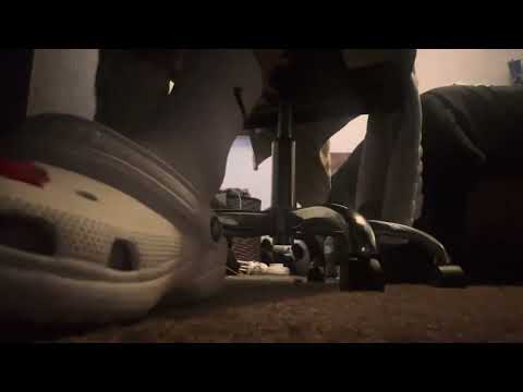 pov: under the desk of an unaware giantess