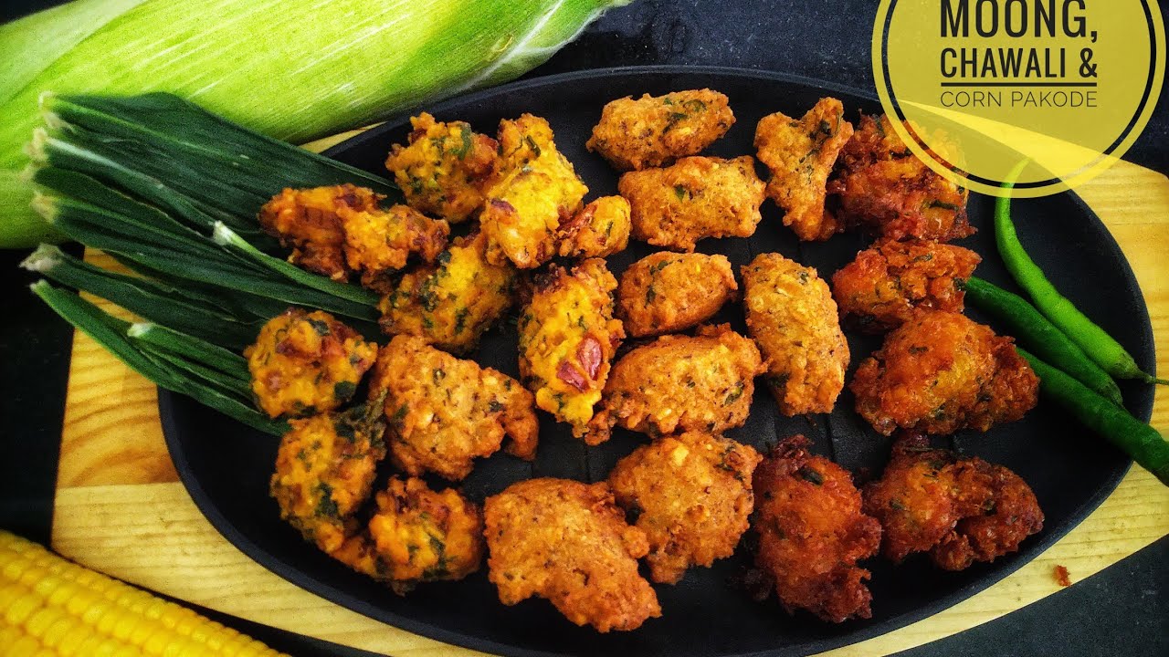 Crispy & Easy Moong, Corn & Chawali bhaji platter | Crispy Pakode ...