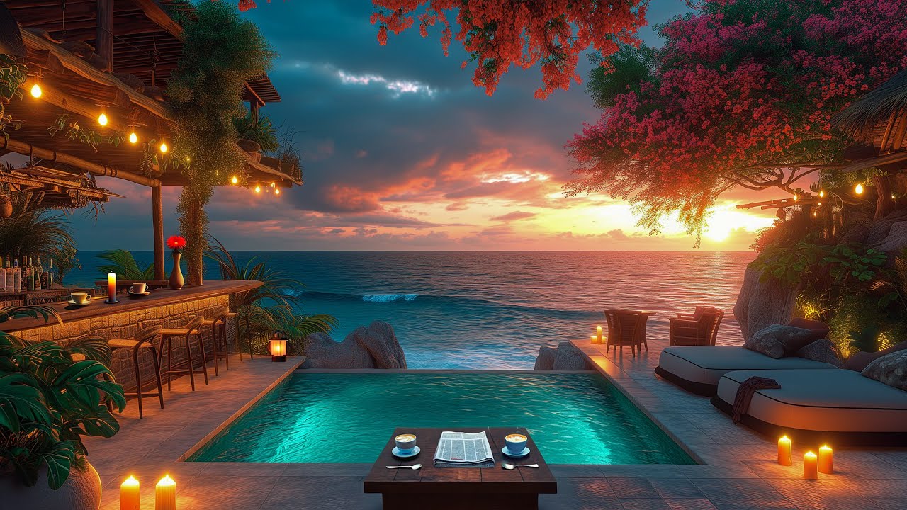 Relaxing Jazz Music On The Beach - Piano sound and gentle waves & Ocean ...