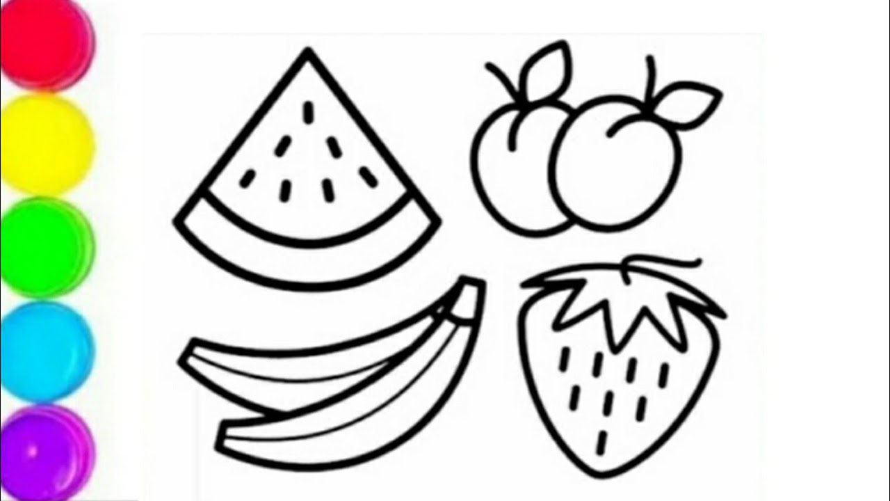 fruits Drawing,painting and coloring for kids| how to draw fruits - YouTube