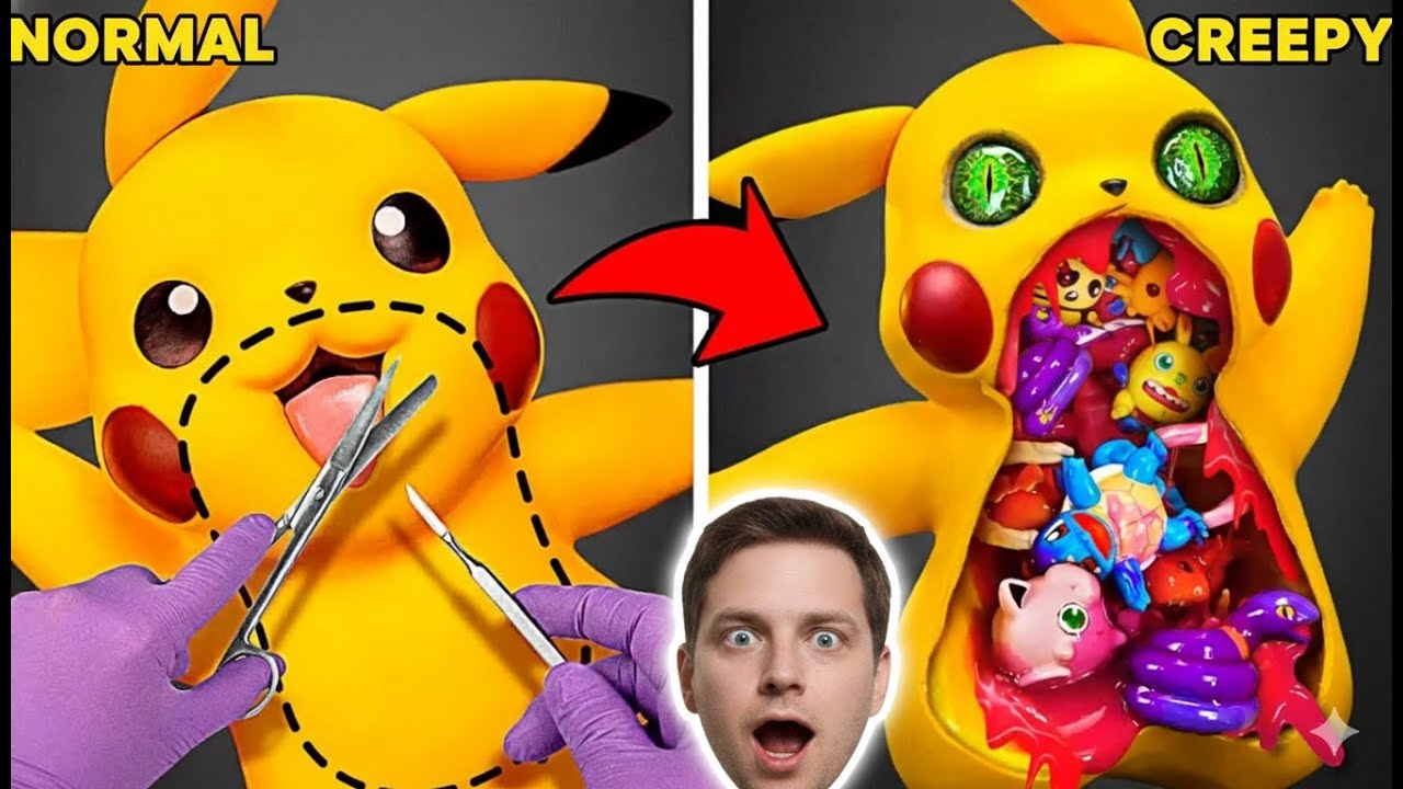 Ada apa di perut Pikachu? 😱 Aku Mengubah Pikachu Menjadi Monster Seram ...
